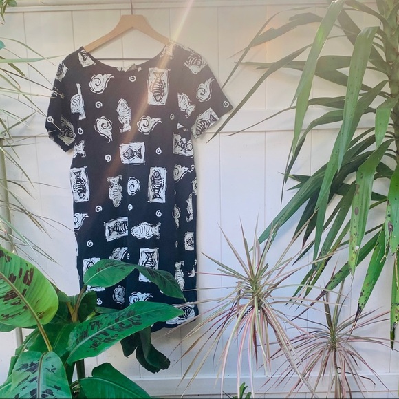 Vintage | Dresses | Vintage Vsco 9s Beach Fish Cotton Tee Shirt Dress ...